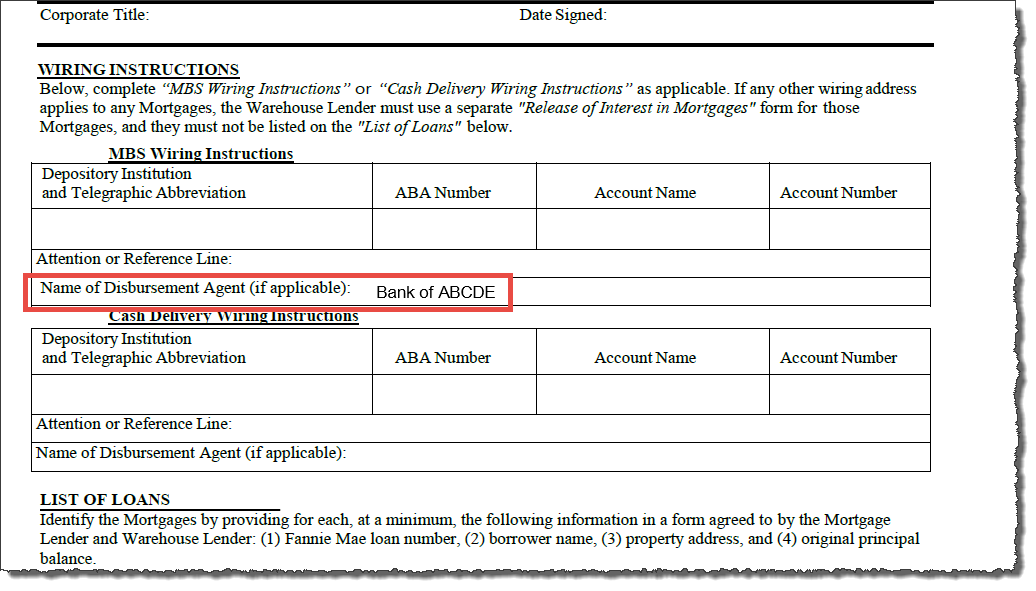 Loan Delivery WA: Additional MBS Security Wire Options