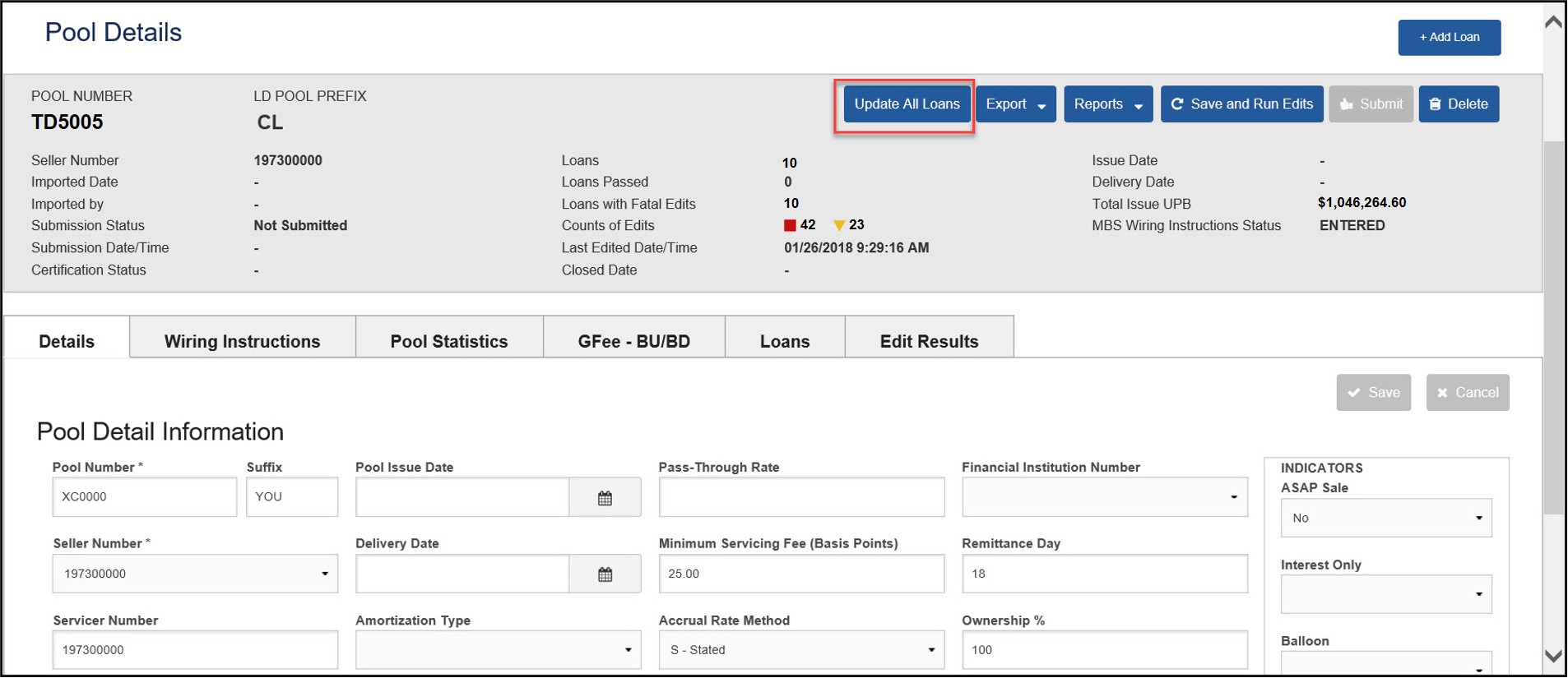 Loan Delivery Job Aids: Update All Loans - MBS
