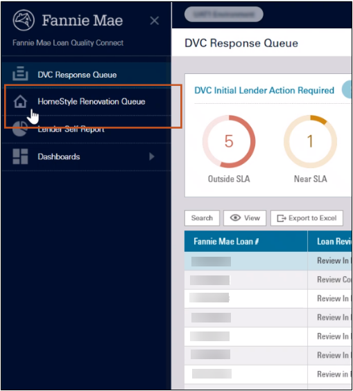 LQC HSR Job Aids: Accessing HomeStyle Renovation Queue from LQC
