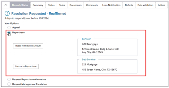 (Update) Determining How to Remit Funds on Repurchase Request