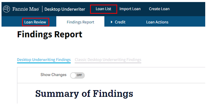 DU Job Aids: Viewing and Printing the DU Underwriting Findings and ...