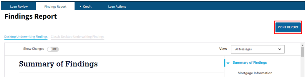 DU Job Aids: Viewing and Printing the DU Underwriting Findings and ...