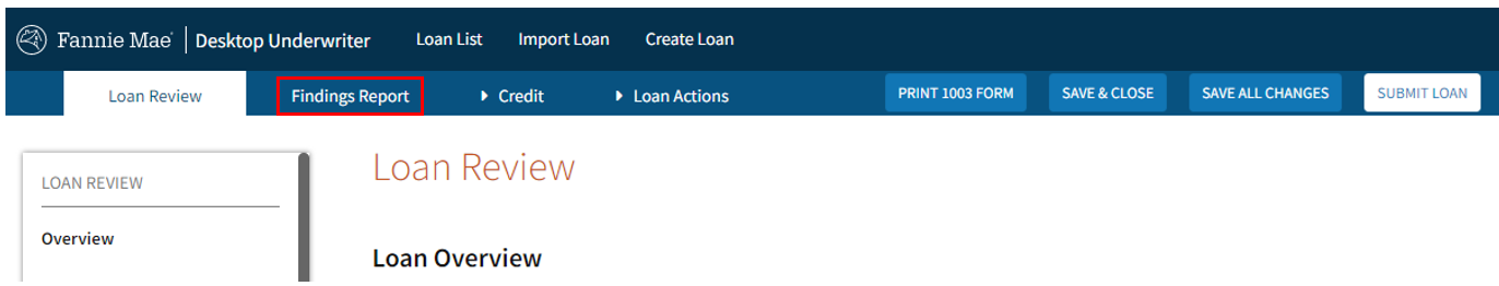 DU Job Aids: Viewing and Printing the DU Underwriting Findings and ...