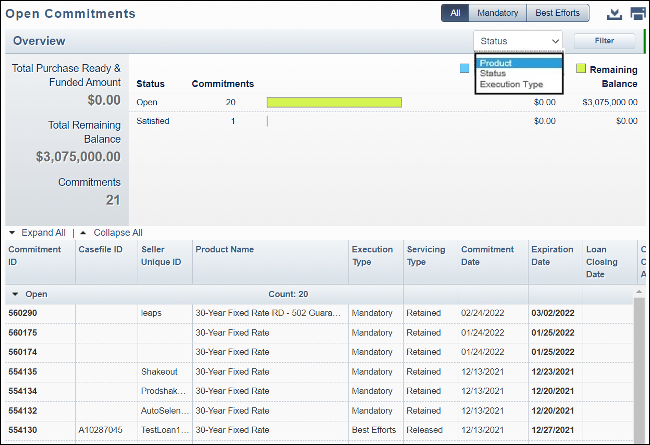 PE – Whole Loan: Viewing Your Open Commitments Pipeline