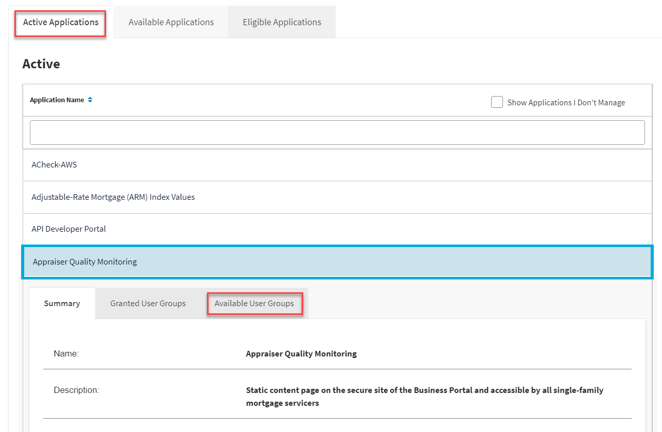 Technology Manager: Grant a User Group Access to an Application