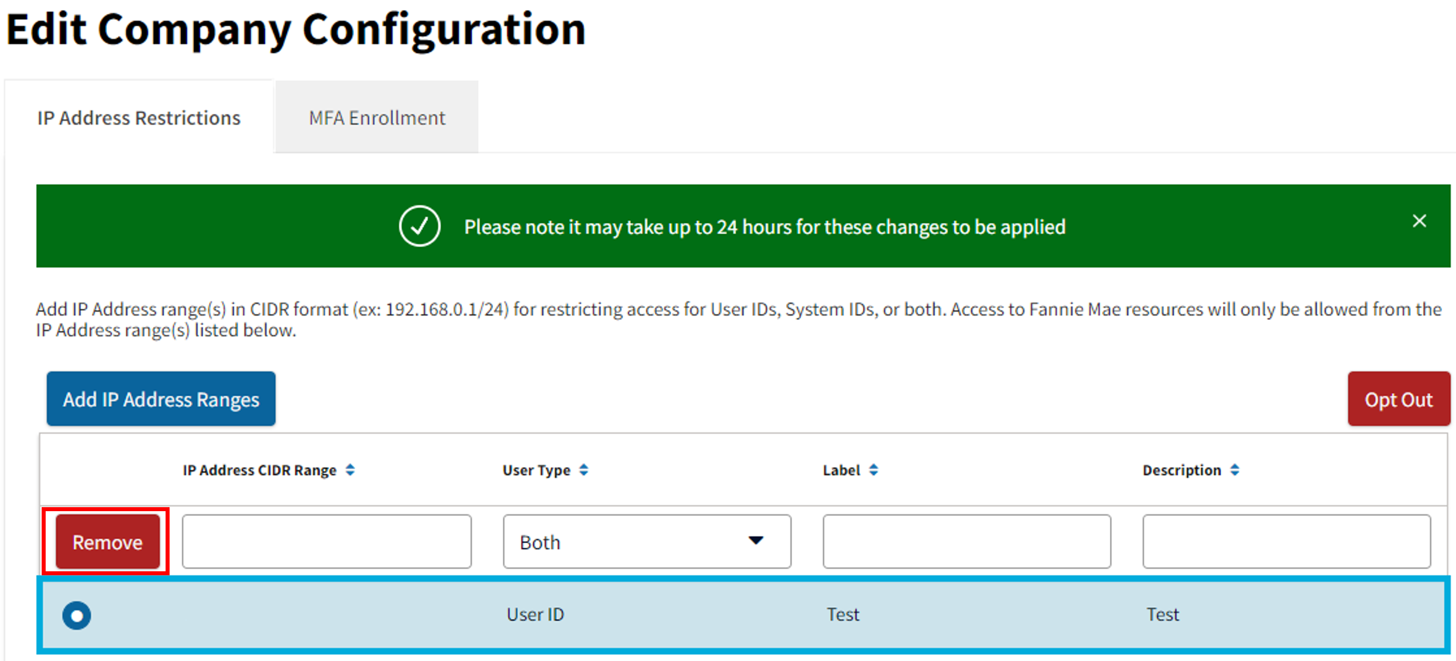 Manage IP Address Restrictions