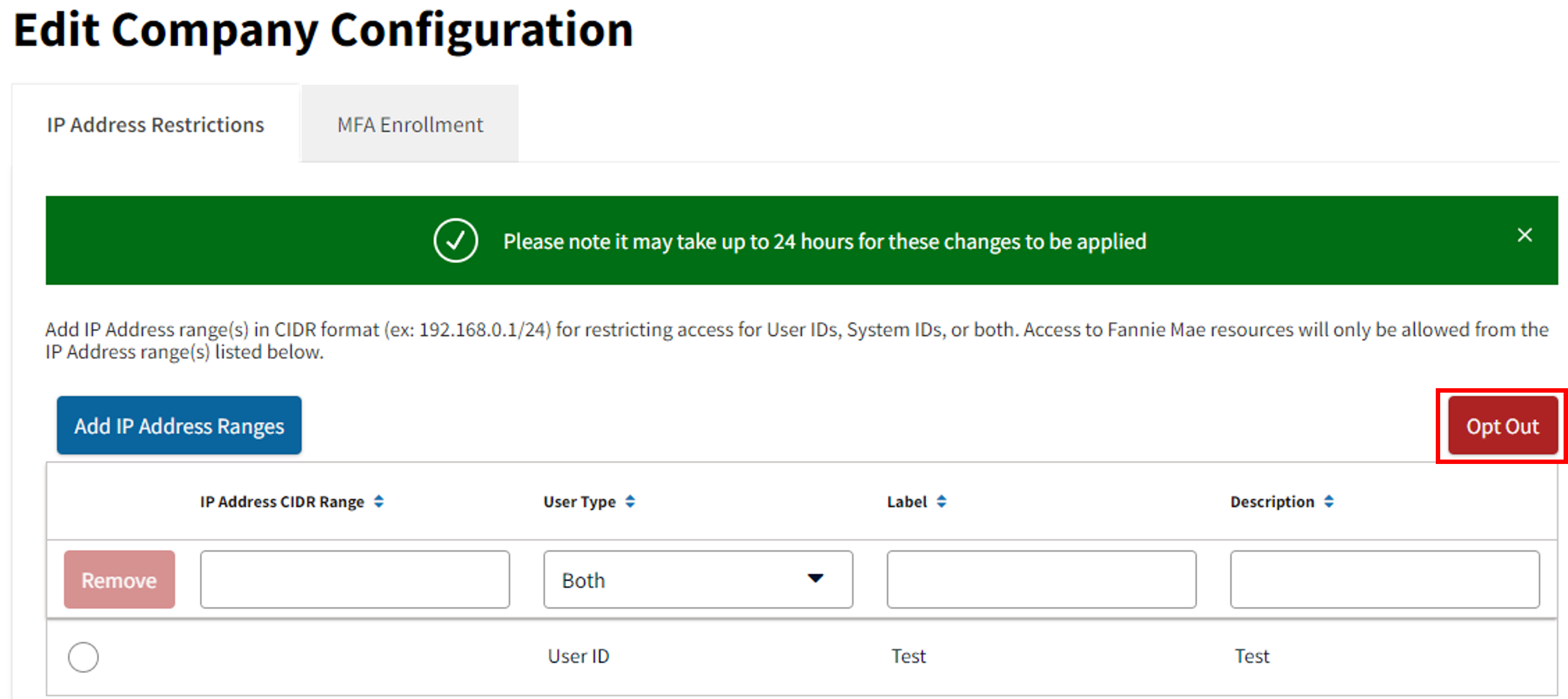 Manage IP Address Restrictions
