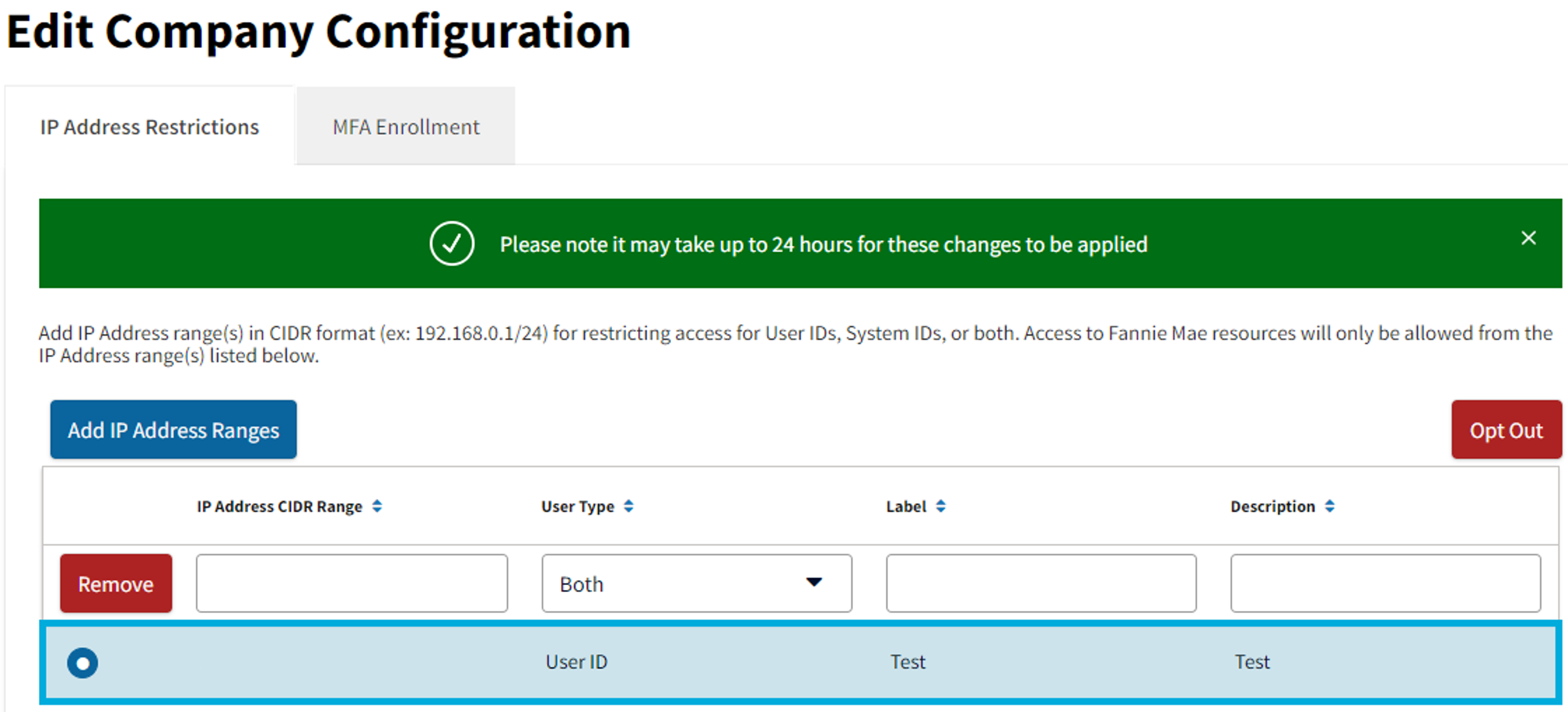 Manage IP Address Restrictions