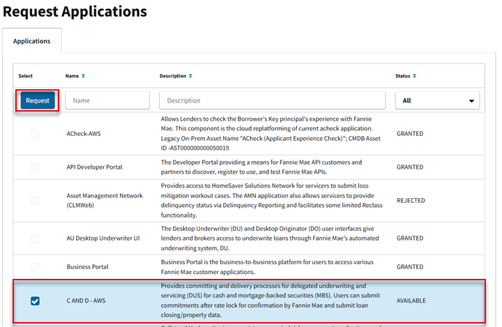 Technology Manager: Request Applications