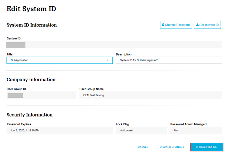 Technology Manager: Editing a System ID