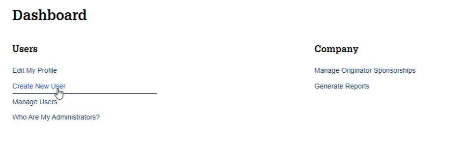 Technology Manager: Create a New User