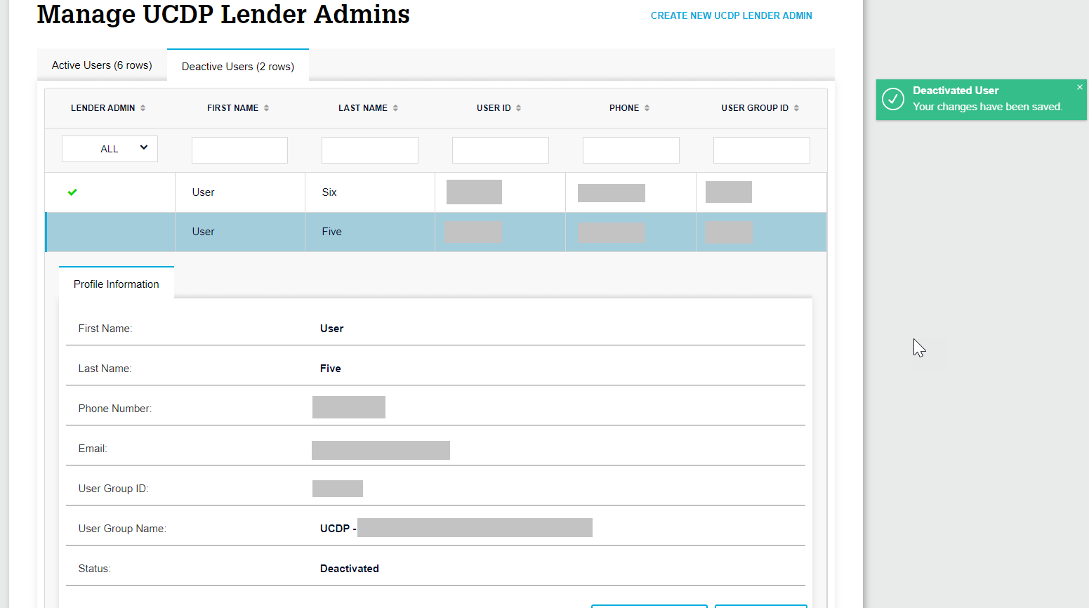 Technology Manager: Deactivate a UCDP Lender Admin User
