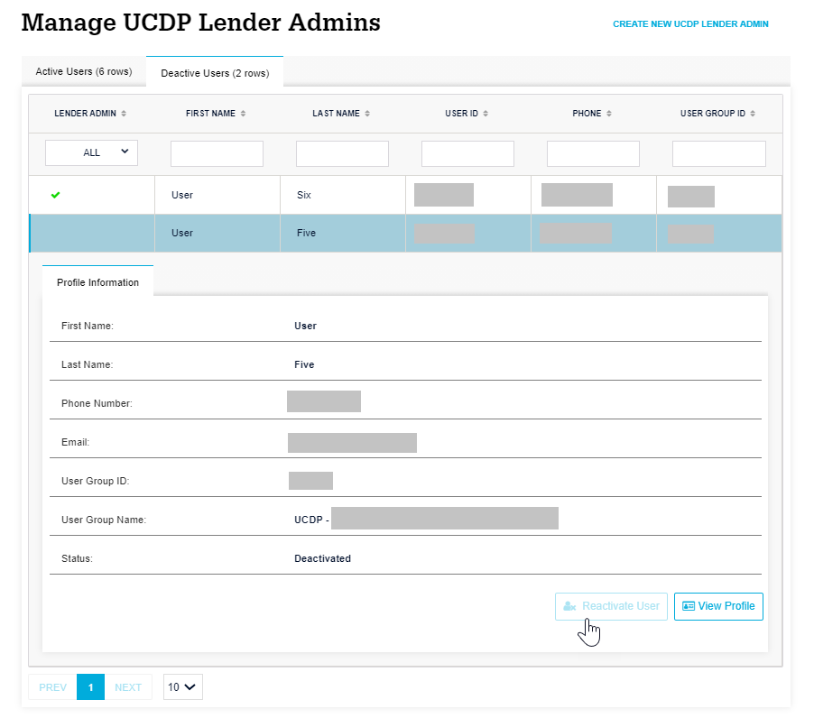 Technology Manager: Reactivate a UCDP Lender Admin User